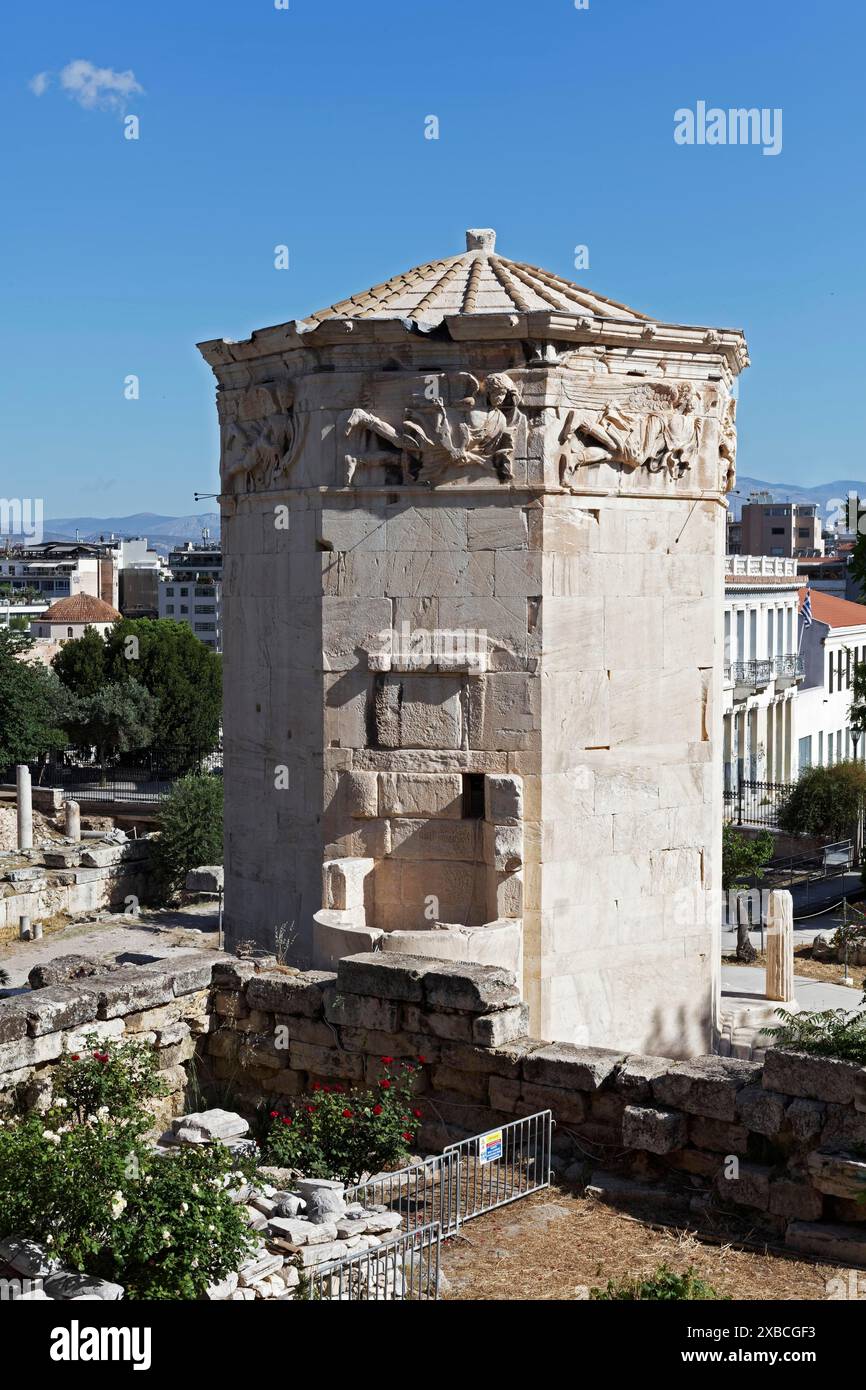 Tower of the Winds, octagonal tower with relief of the wind gods, Roman ...