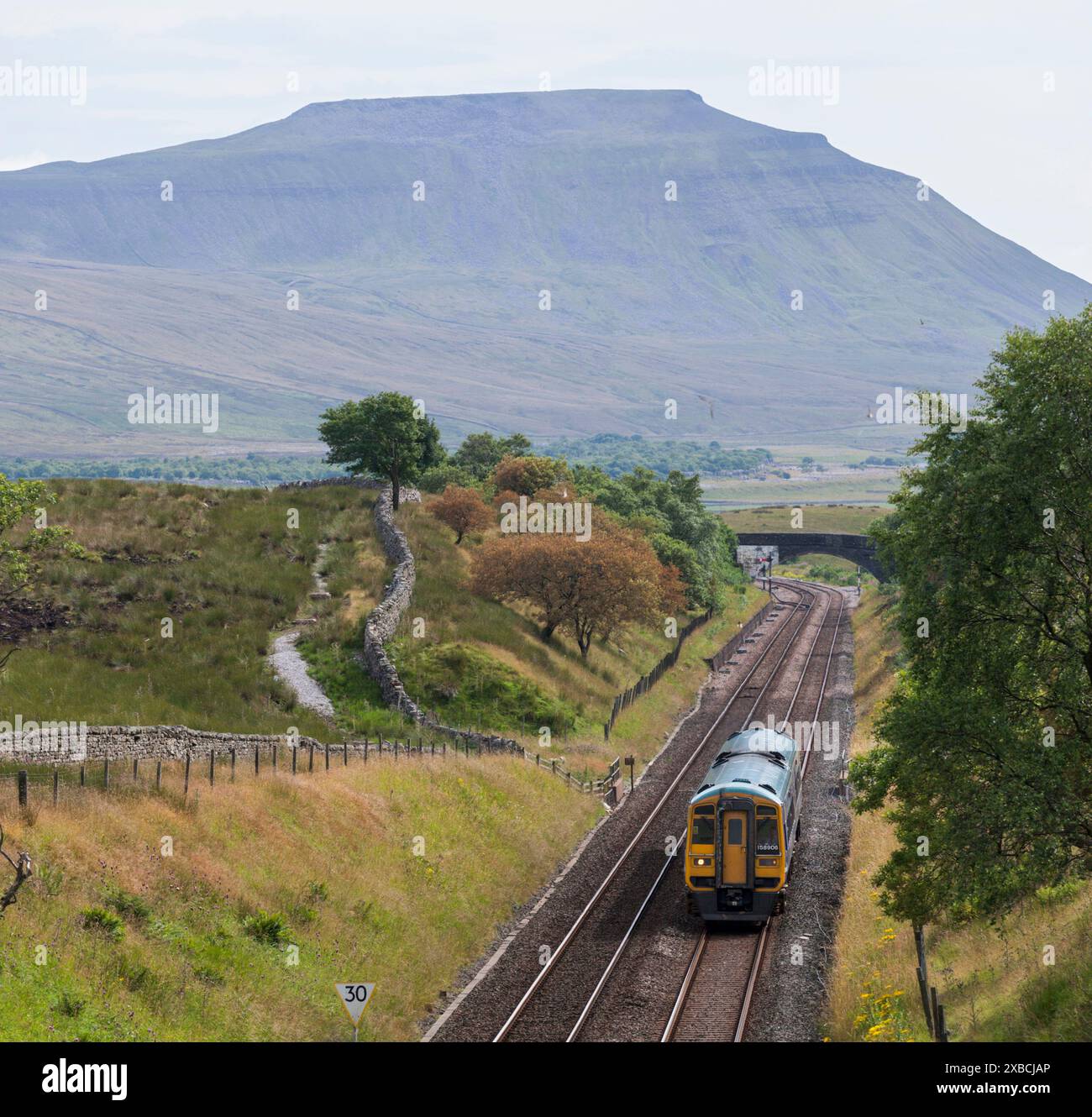 Northern Rail class 158 diesel train approaching Blea Moor tunnel on ...