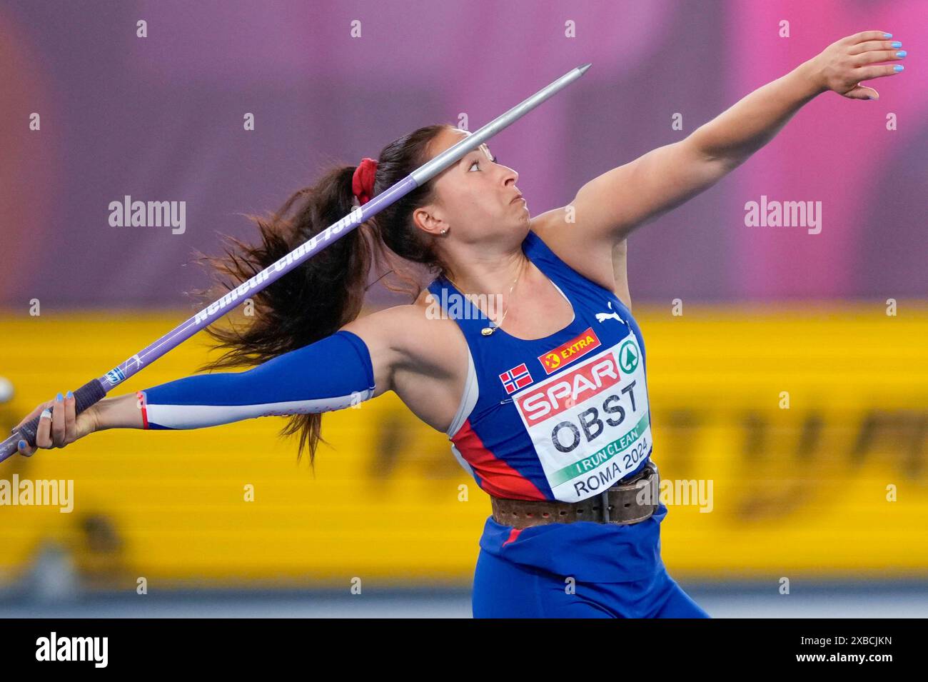 Rome, Italy 20240611. Marie-Therese Obst in the javelin final during the European Athletics ...