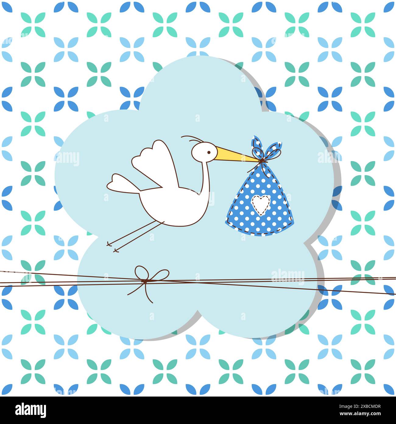 Baby shower card stork Stock Vector Images - Alamy