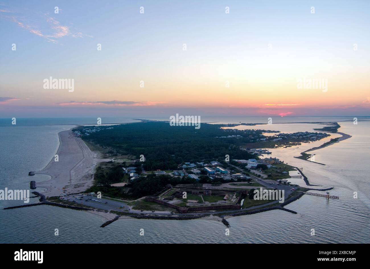 Aerial view of Fort Gaines in Dauphin Island at sunset Stock Photo - Alamy