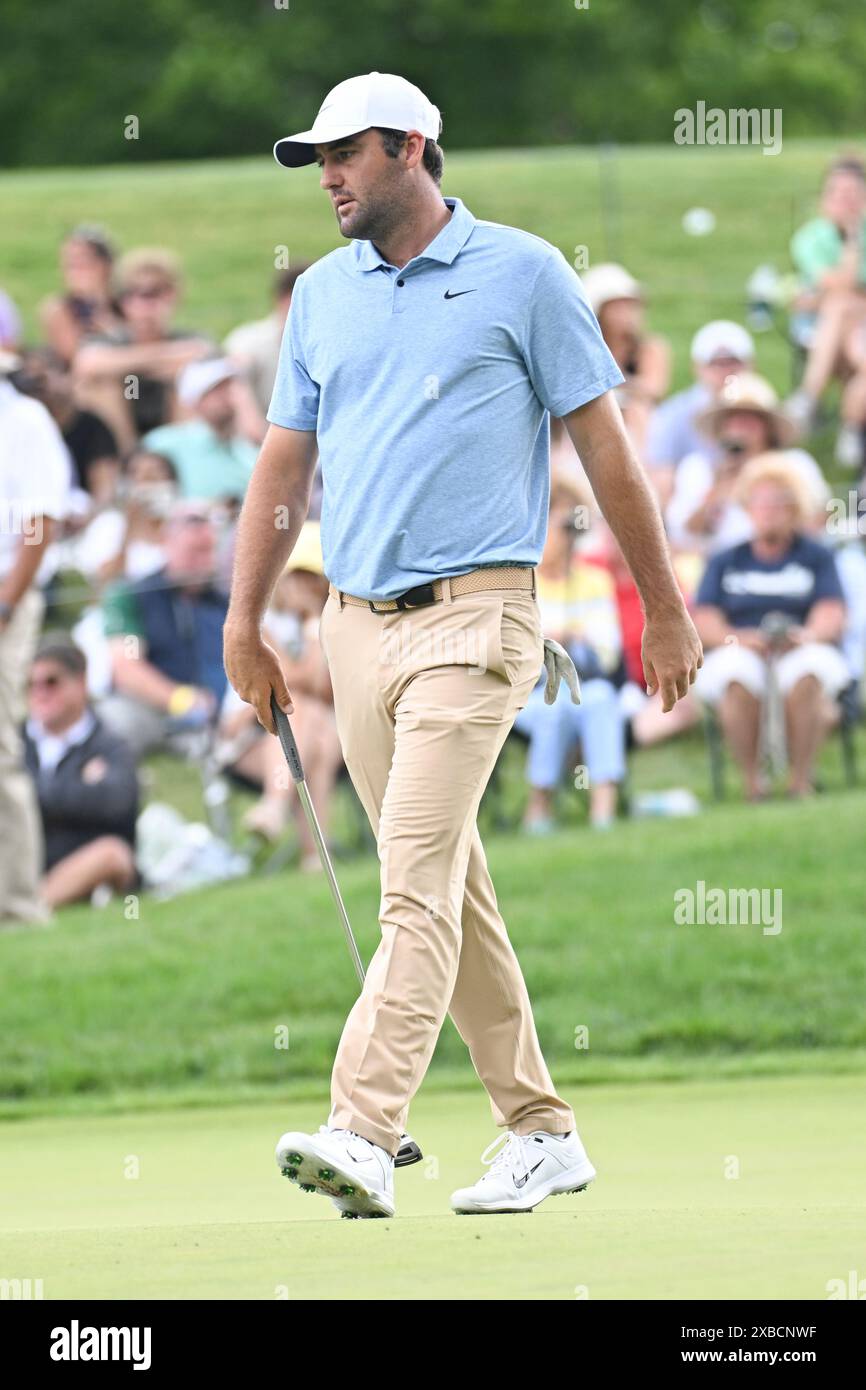 Dublin, Ohio, USA. 9th June, 2024. Scottie Scheffler (USA) on the 9th ...