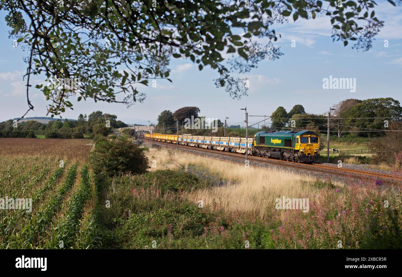 Freightliner class 66 diesel locomotive on the west coast mainline with ...