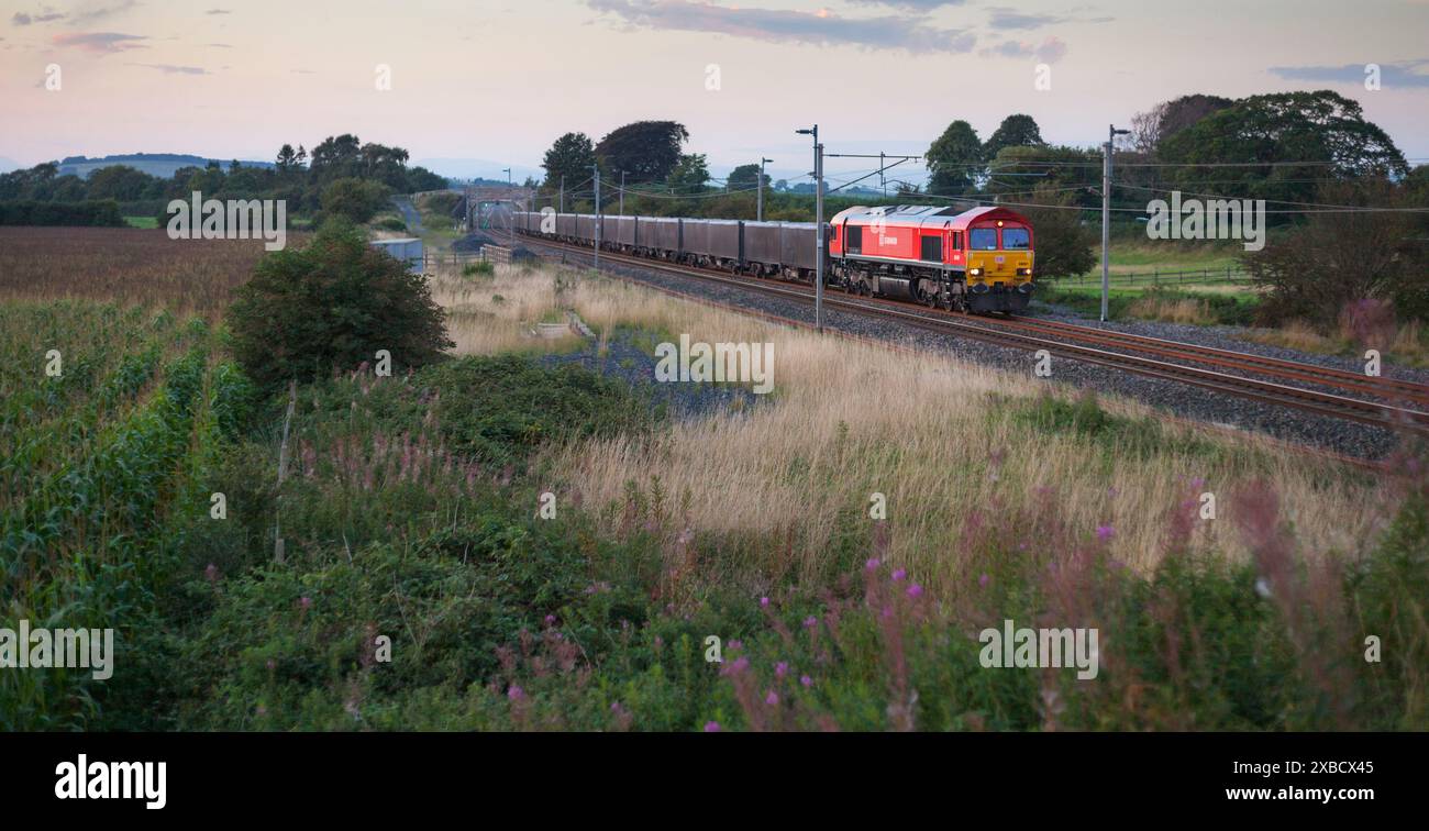 DB cargo Rail UK class 66 diesel locomotive 66001 passing Elmsfield ...
