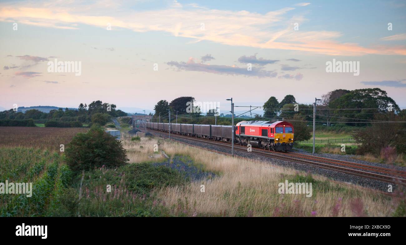 DB cargo Rail UK class 66 diesel locomotive 66001 passing Elmsfield ...