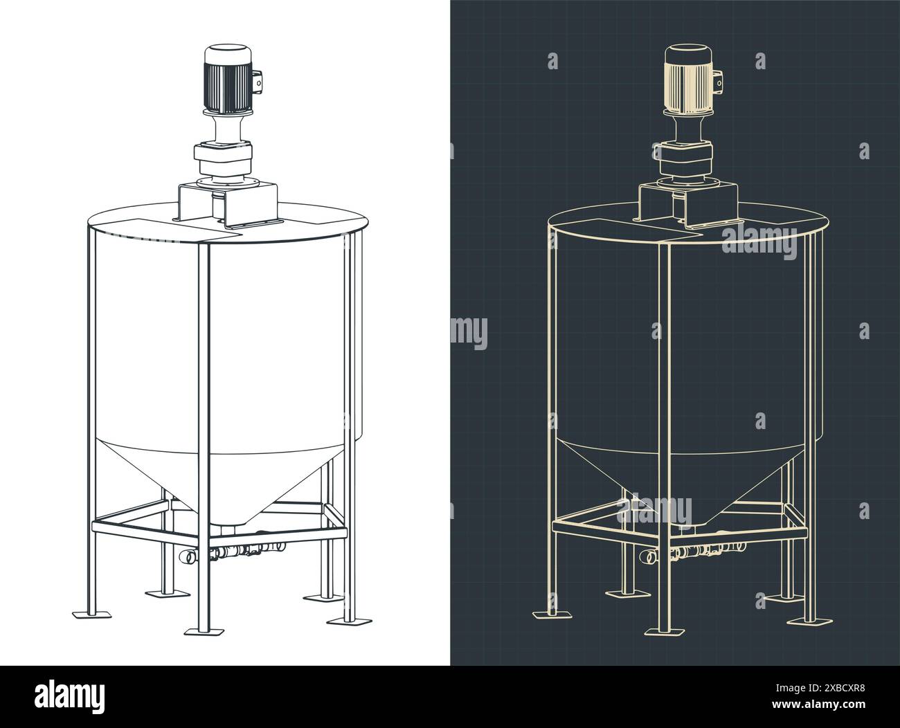 Stylized vector illustration of isometric blueprints of large ...