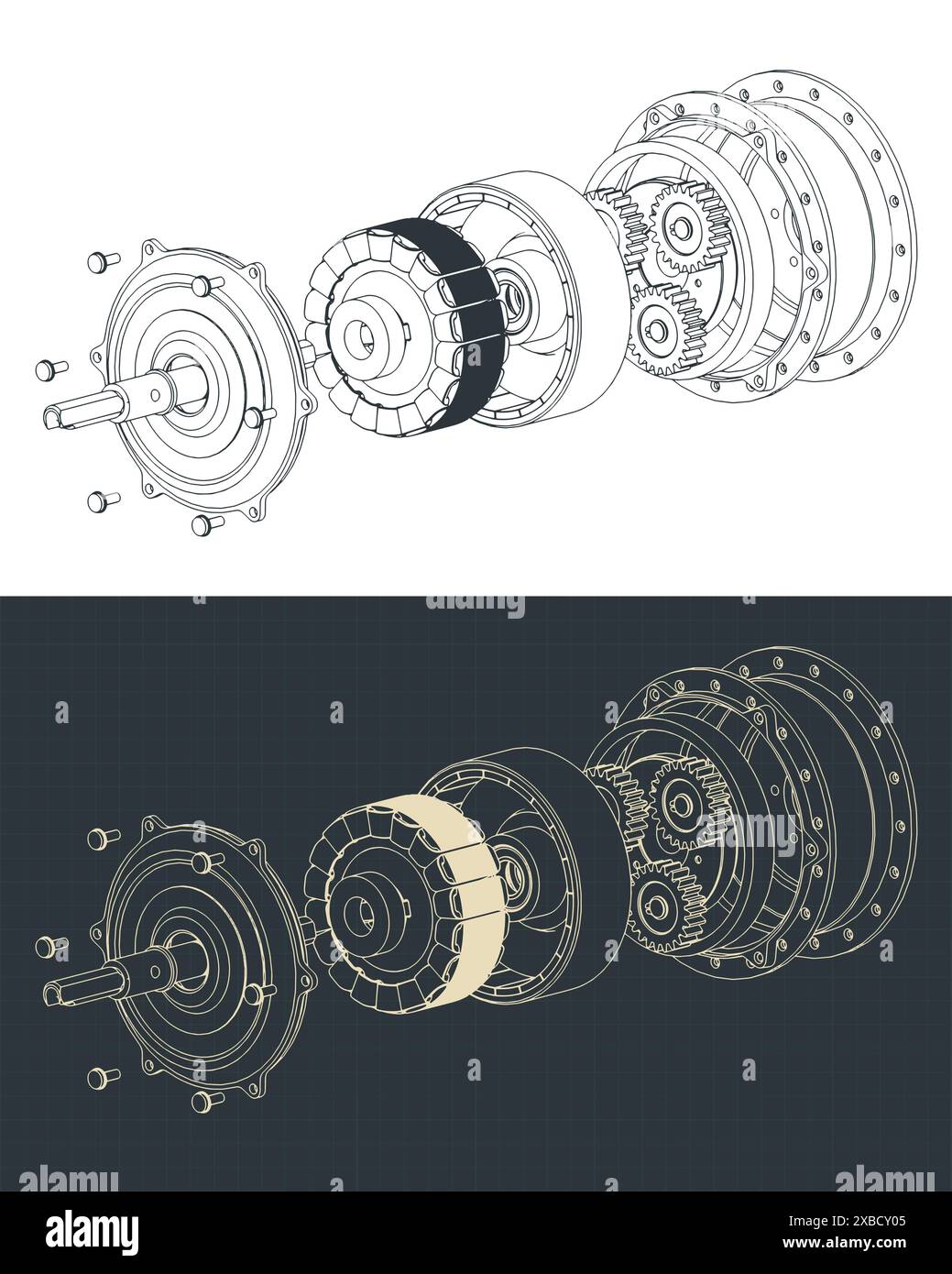 Disassembly of the engine Stock Vector Images - Alamy
