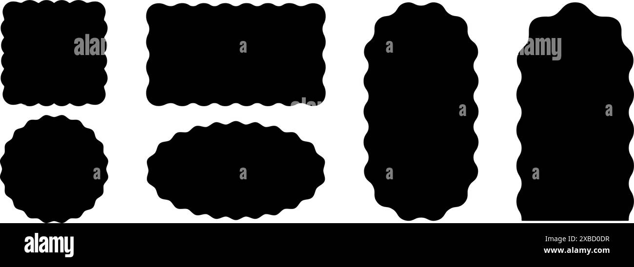 Set of square, circle and rectangle, arch and oval shapes with scallop ...