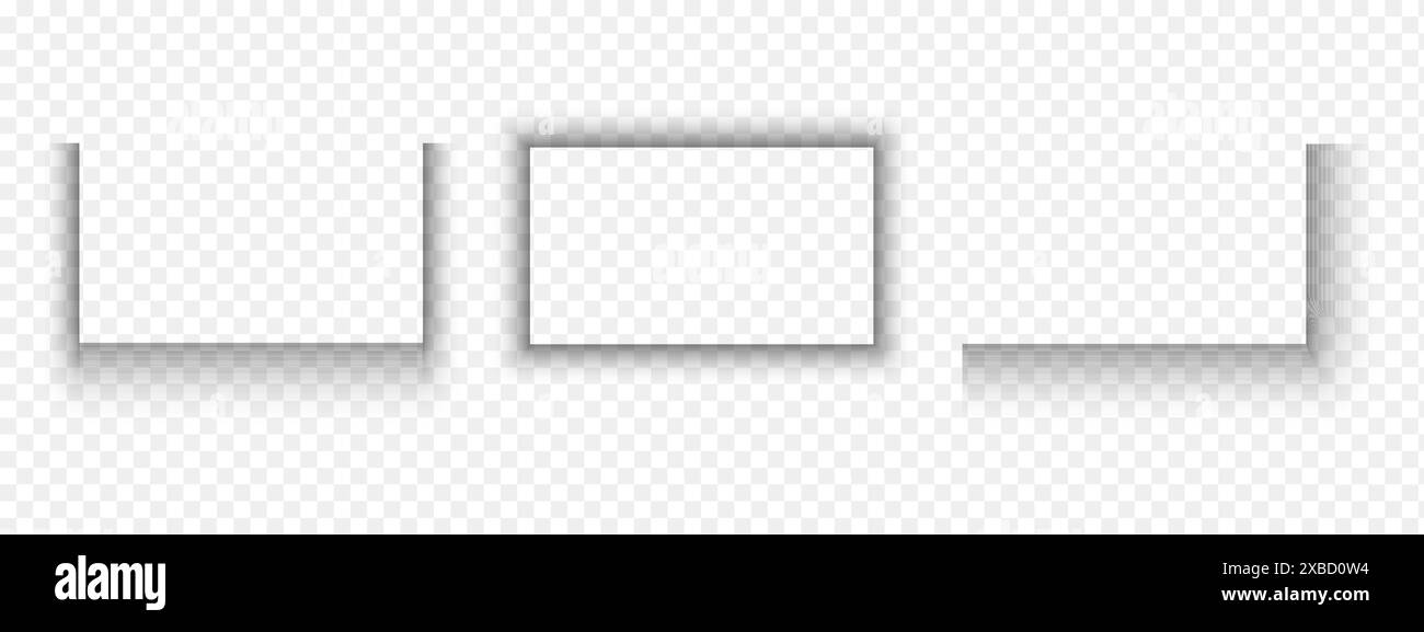 Set of rectangular paper page or packing box shadow effects. Blurry ...