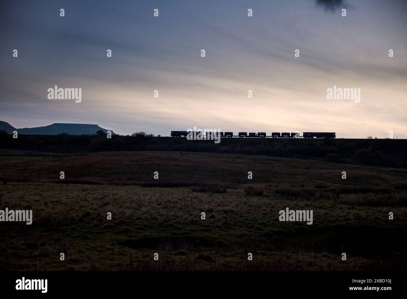 2 Direct Rail services class 66 locomotives pass Ribbleheadat sunset ...
