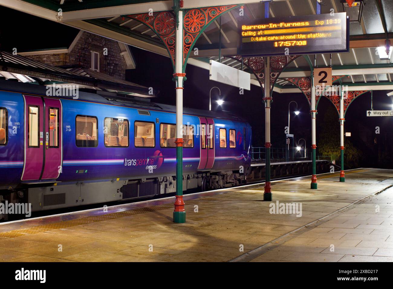 First Transpennine Express class 185 train at Grange Over Sands railway ...