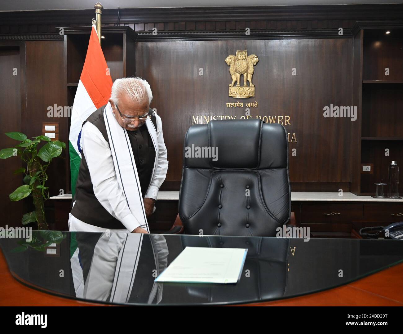 NEW DELHI, INDIA - JUNE 11: Union Minister Manohar Lal Khattar takes ...