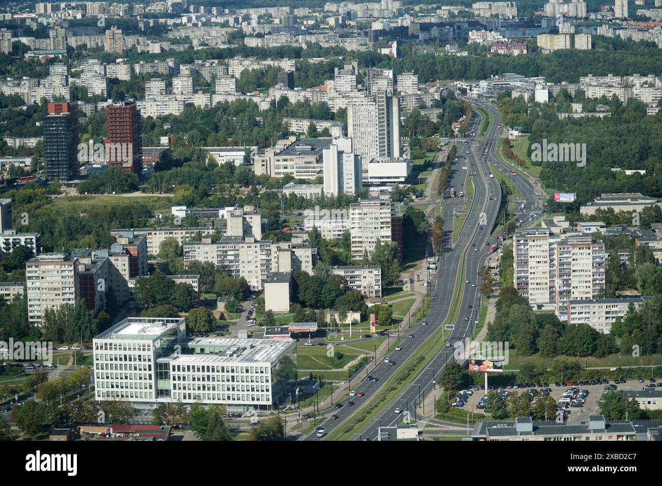 Vilnius, Lithuania - September 4th 2023 - Aerial view on residential ...
