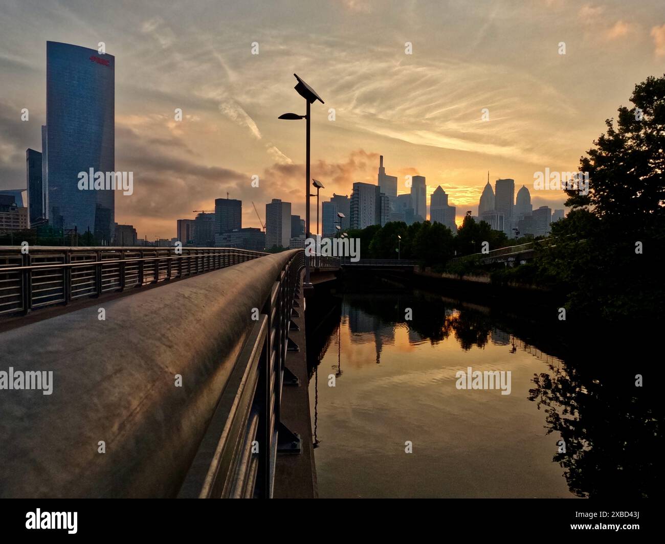 The sun rises behind Center City Philadelphia as seen from the ...