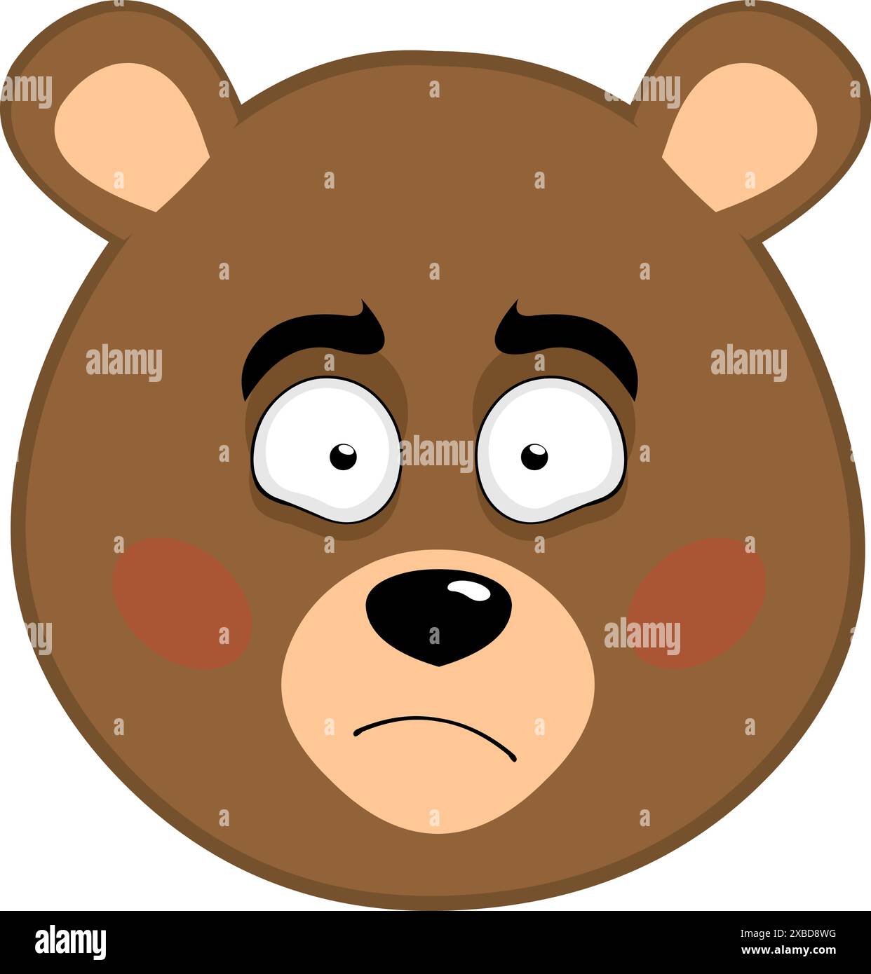 vector illustration face brown bear grizzly cartoon, with facial brush and an embarrassing ...