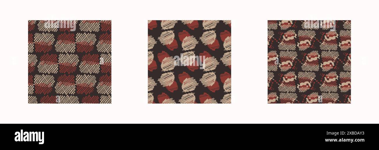 Tribal ethnic camouflage abstract pattern set design in fall color ...