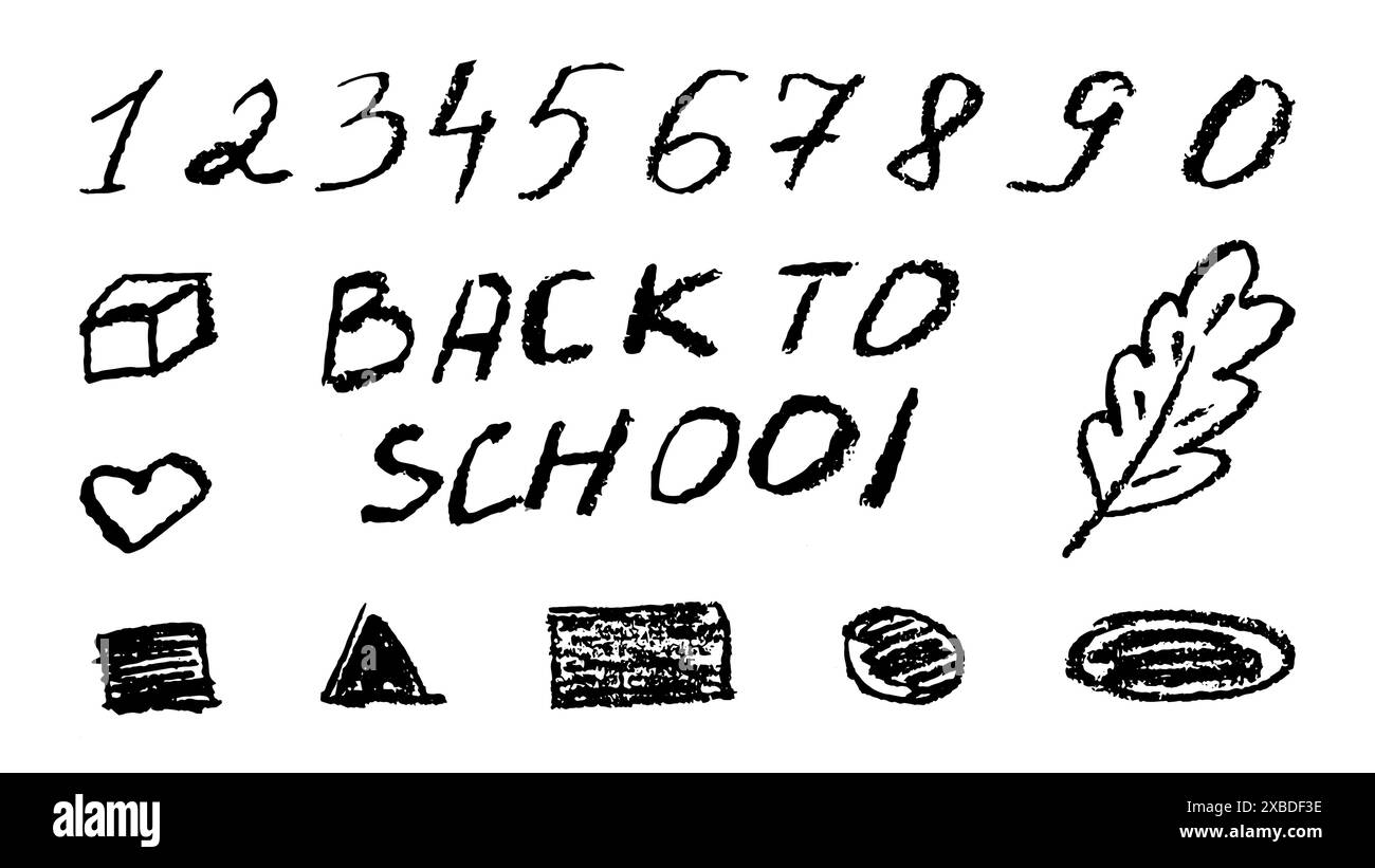 Doodles with the texture of charcoal pencil. Set elements imitating ...