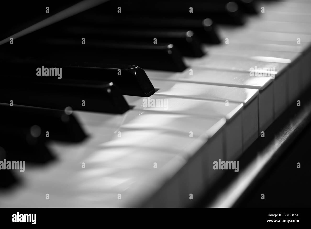 Jazz Piano Keys. Close-up of piano keys, focused on one note, with ...