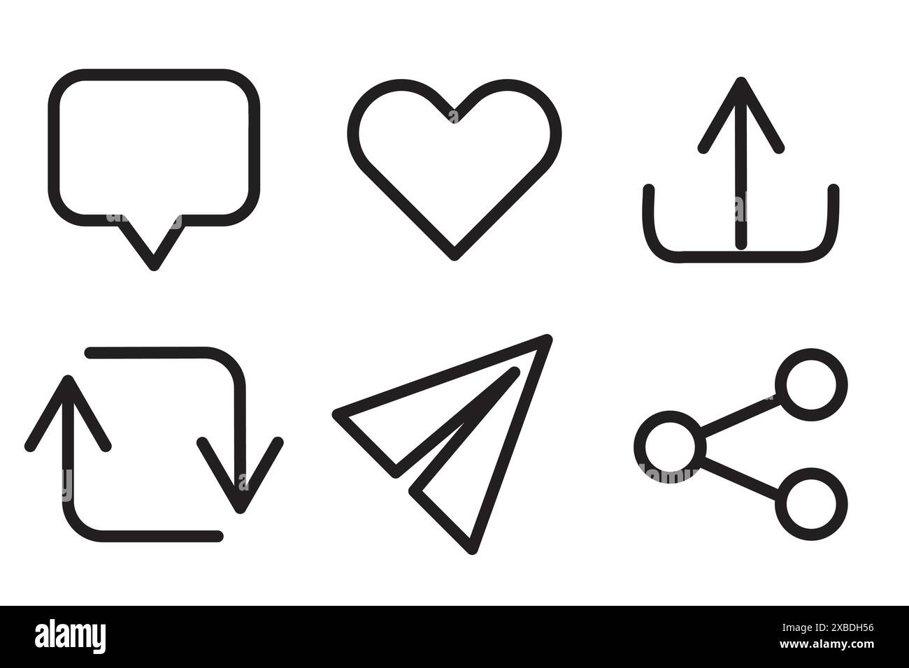 Vector social media icons. Black outline symbols. Communication and sharing. Minimalist design ...