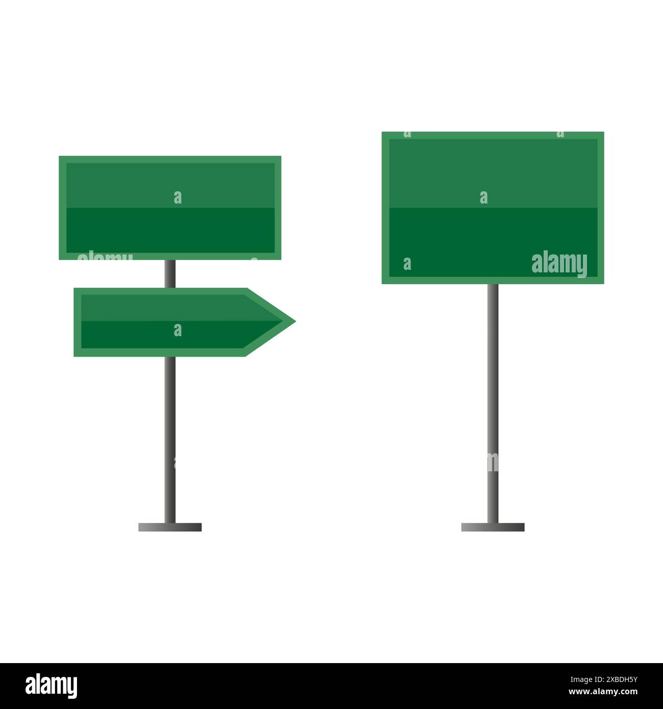 Green sign icons. Directional arrow vector. Blank road signs. Simple ...