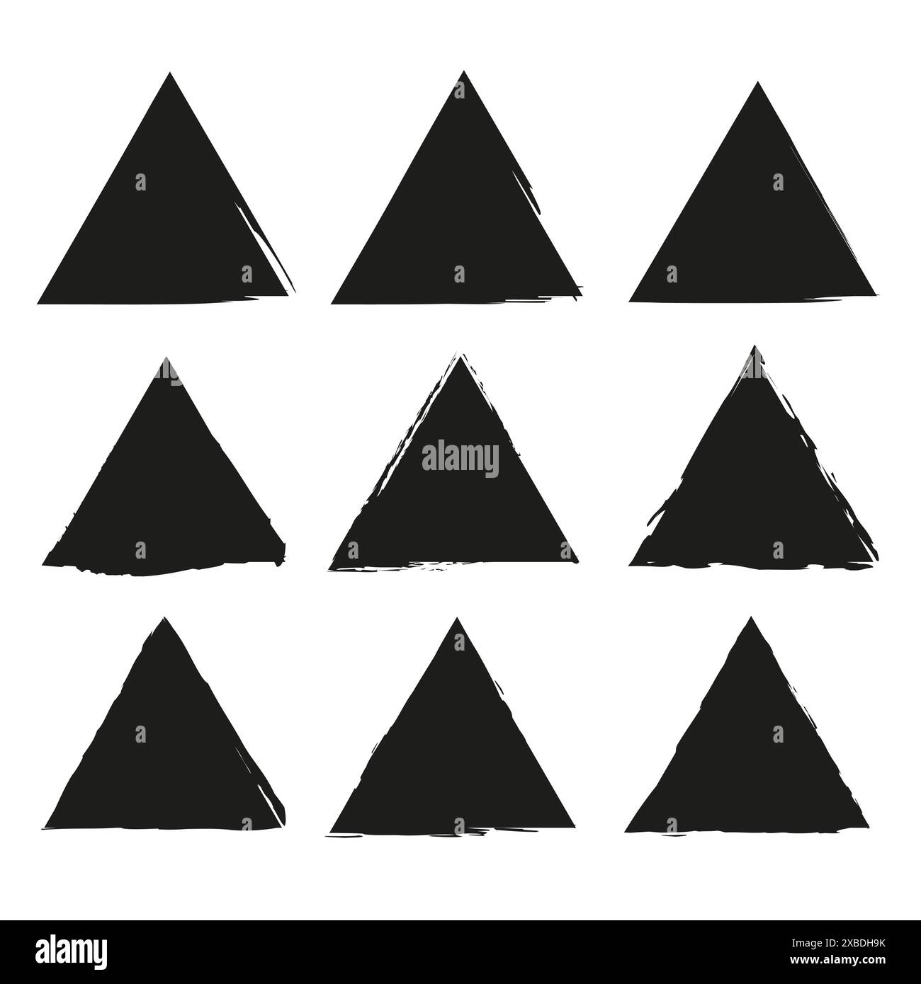 Grunge triangle icons. Hand drawn vector. Abstract black shapes. Rough ...