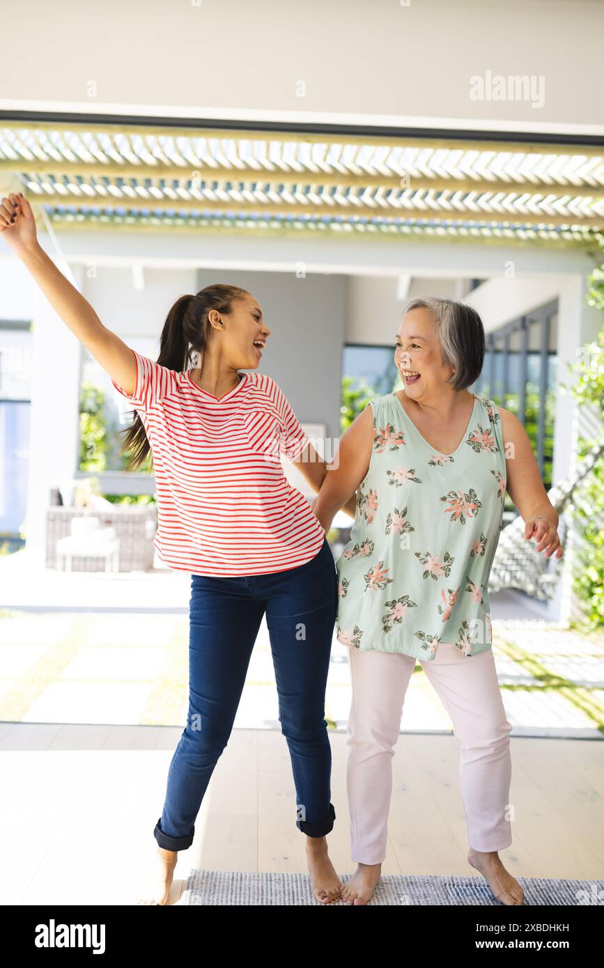 Multi generational lifestyle together two granddaughter hi-res stock ...