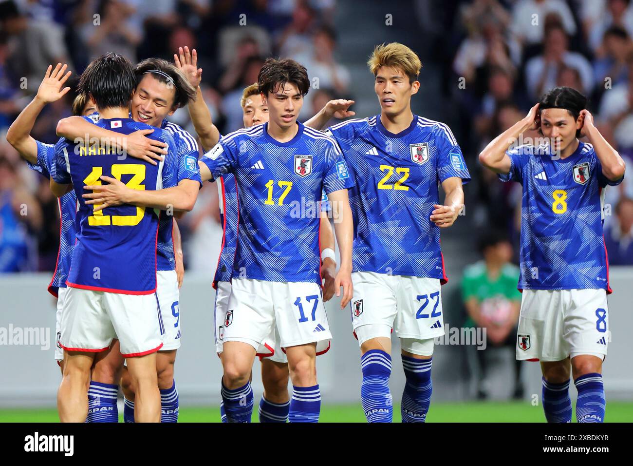 Edion Peace Wing Hiroshima, Hiroshima, Japan. 11th June, 2024. (L-R) Keito Nakamura, Ayase Ueda ...