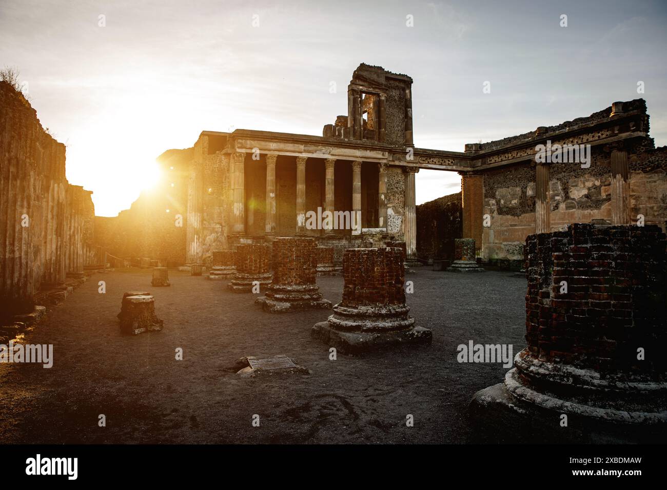 Ruins of ancient city of Pompeii, which was destroyed by volcano, Mount ...