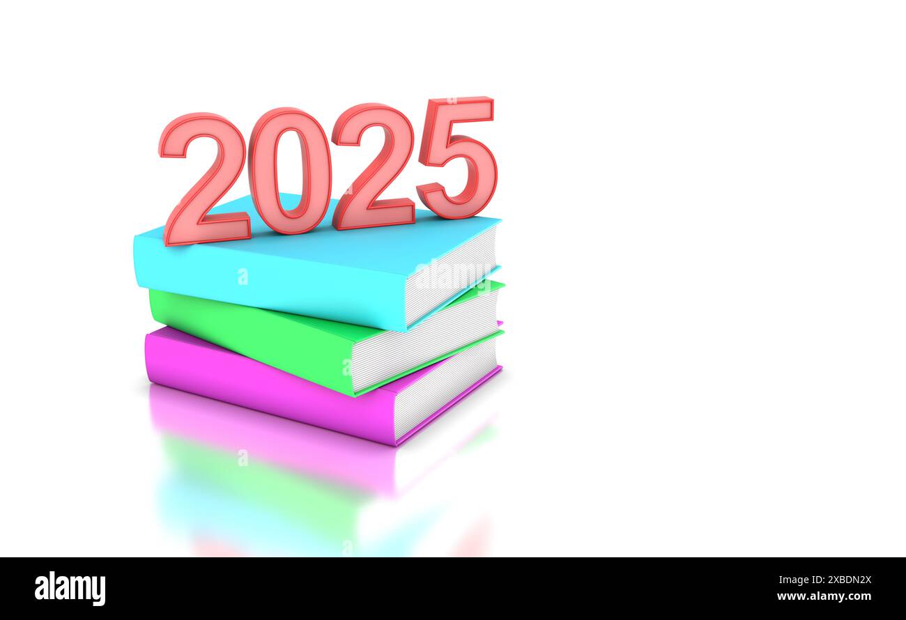 New Year 2025 Creative Design Concept with books - 3D Rendered Image ...