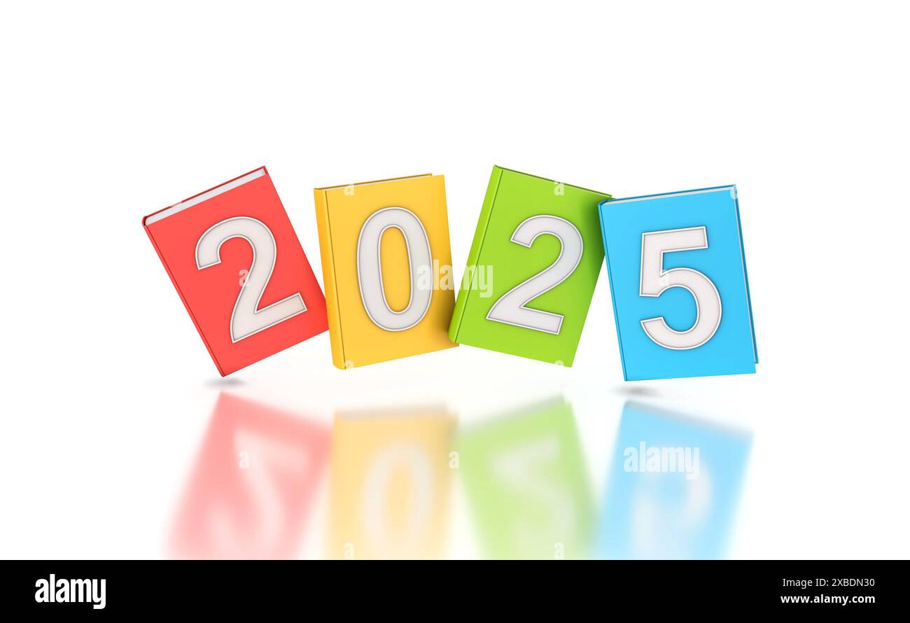 New Year 2025 Creative Design Concept with books - 3D Rendered Image ...