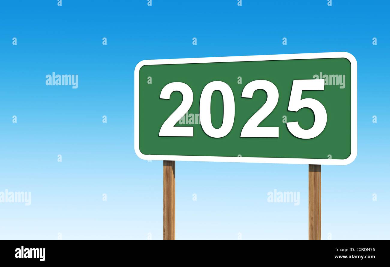 New Year 2025 Creative Design Concept with Sign Board - 3D Rendered ...