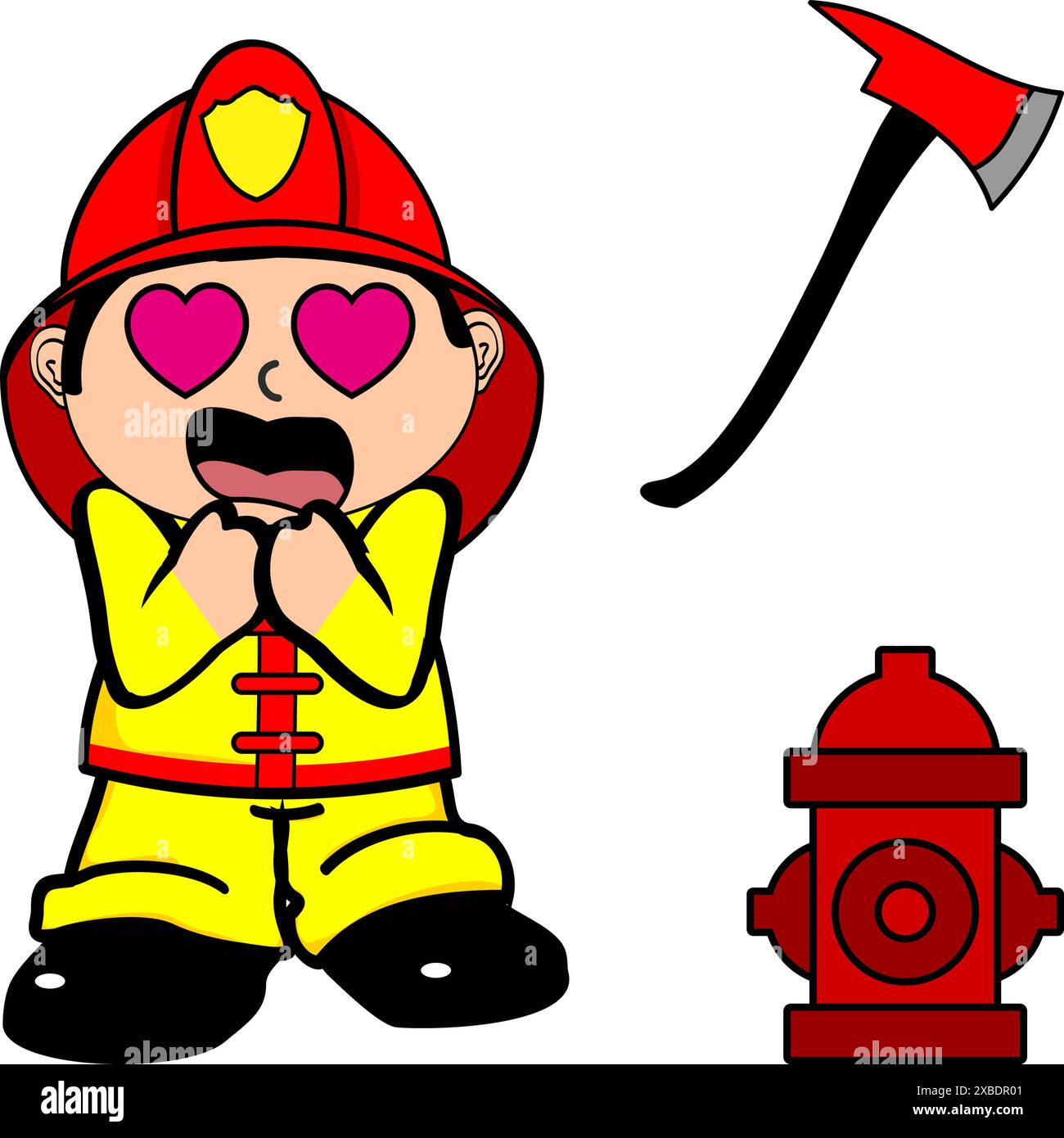 firefighter kid cartoon funny expression in vector format Stock Vector ...