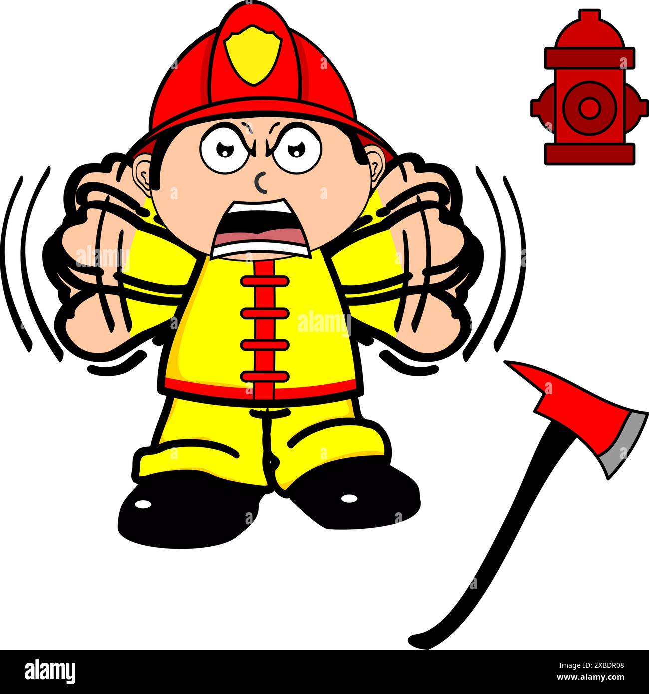firefighter kid cartoon funny expression in vector format Stock Vector ...