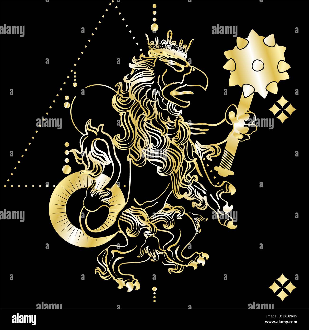 luxury griffin heraldic crest golden tattoo emblem in vector format ...