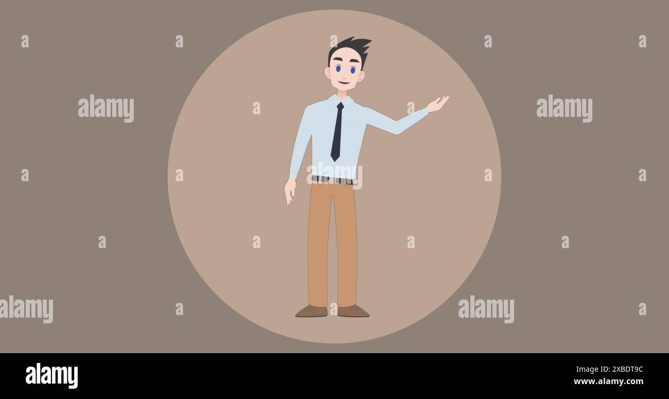 Image of businessman talking icon over brown background Stock Photo - Alamy