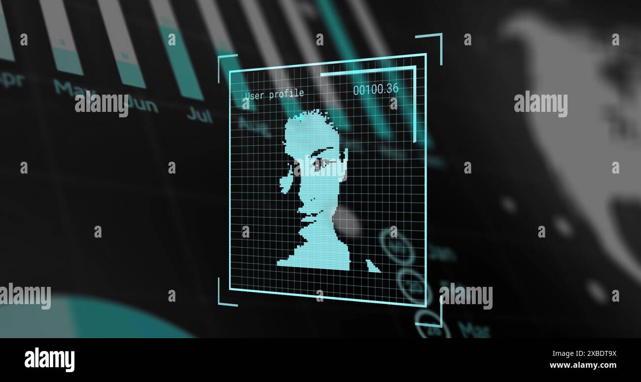 Image of digital portraits of woman over data processing Stock Photo ...