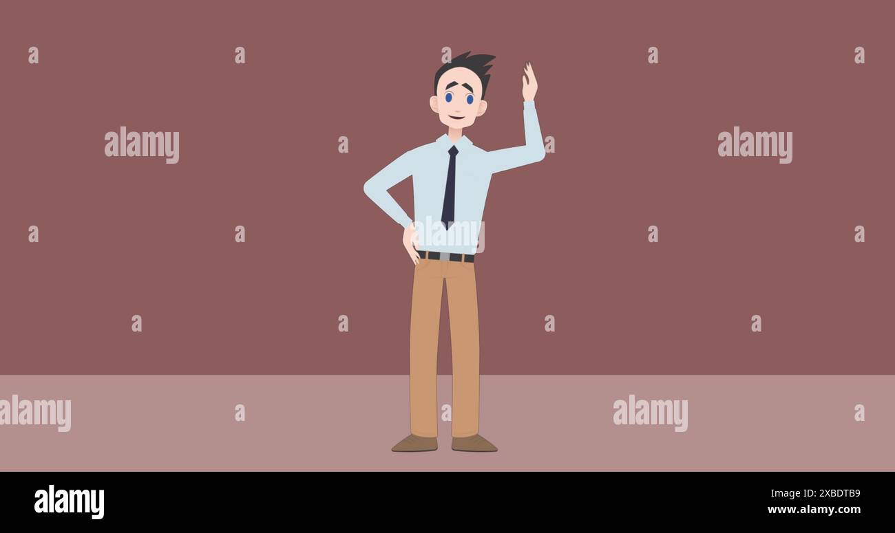 Image of businessman talking icon over brown background Stock Photo - Alamy