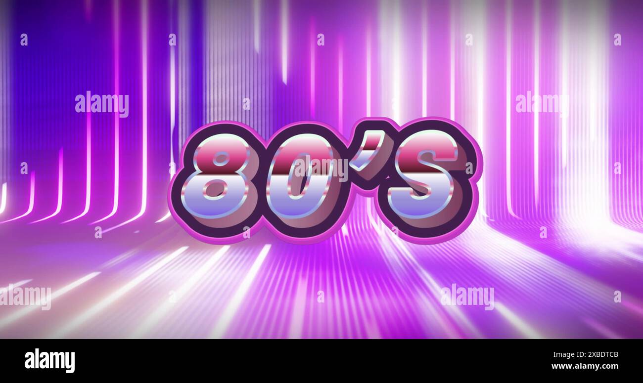 Image of 80s text and light trails over black background Stock Photo ...