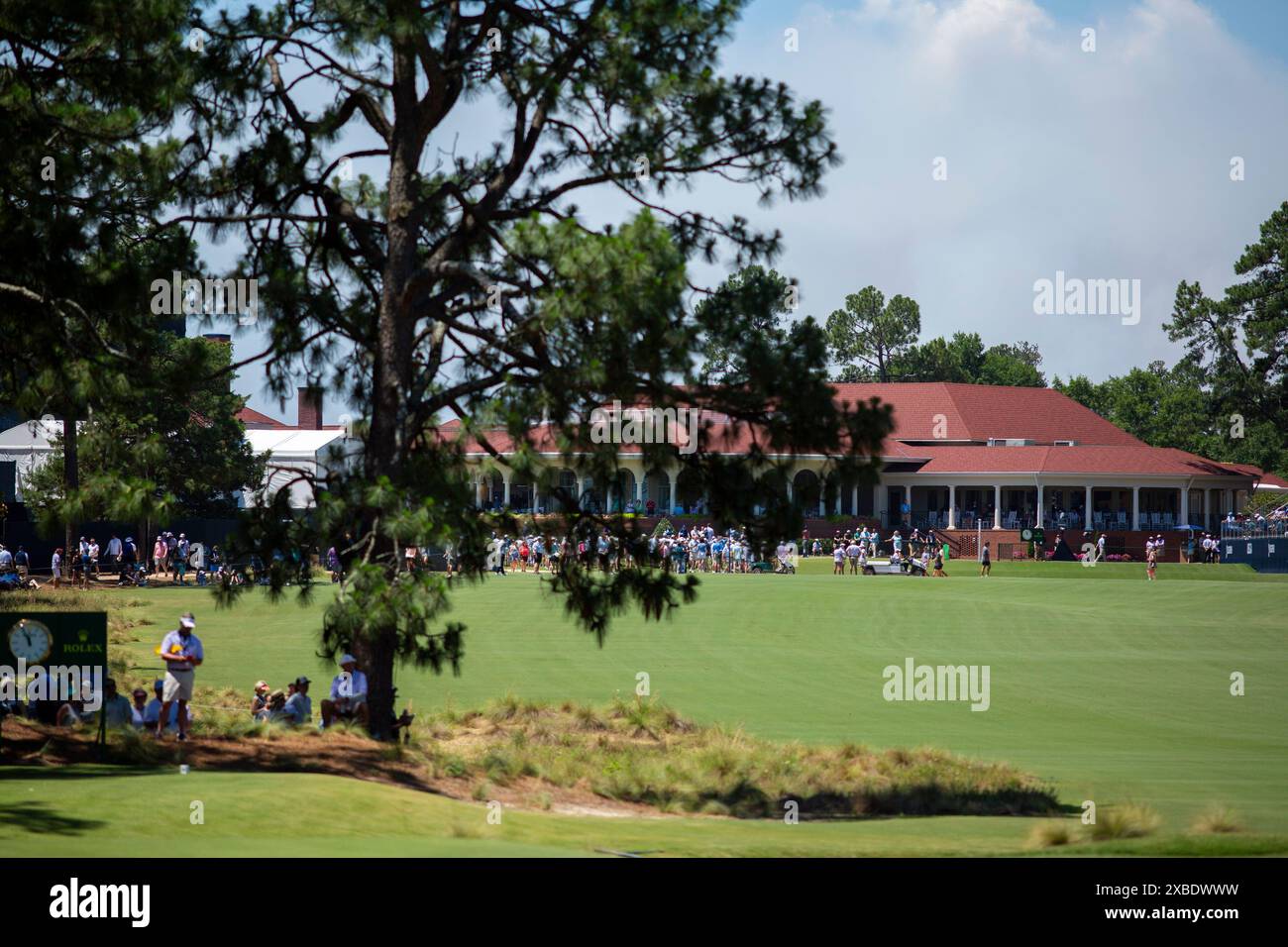 The Pinehurst No. 2 clubhouse is seen during practice ahead of the ...