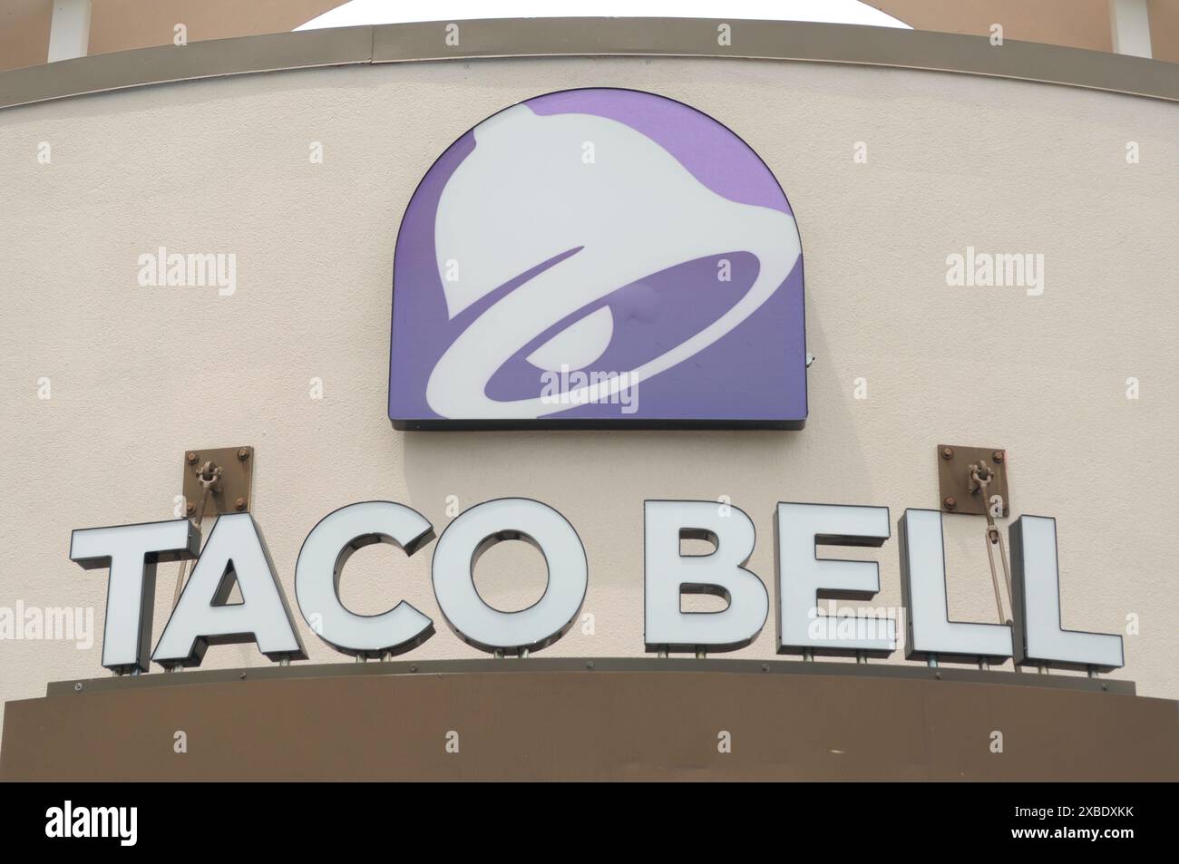 A Taco Bell sign is seen in the Hicksville neighborhood in Long Island ...
