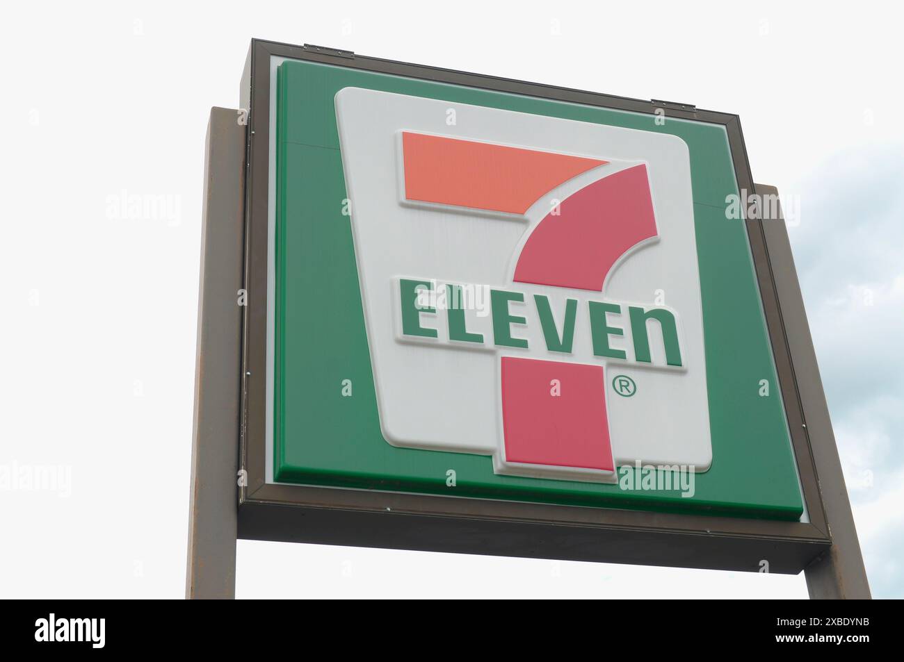 A 7-Eleven sign is seen in the Hicksville neighborhood in Long Island ...