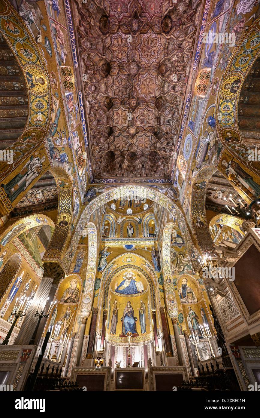 Palermo, Italy - Aug 29, 2023: Interior of The Palatine Chapel with its ...