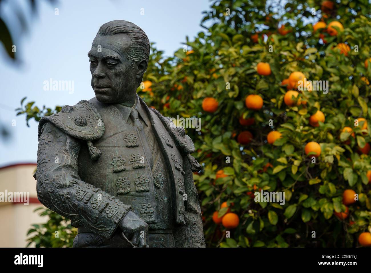 Seville, Spain. February 7, 2024 - Close-up of the Curro Romero Statue ...