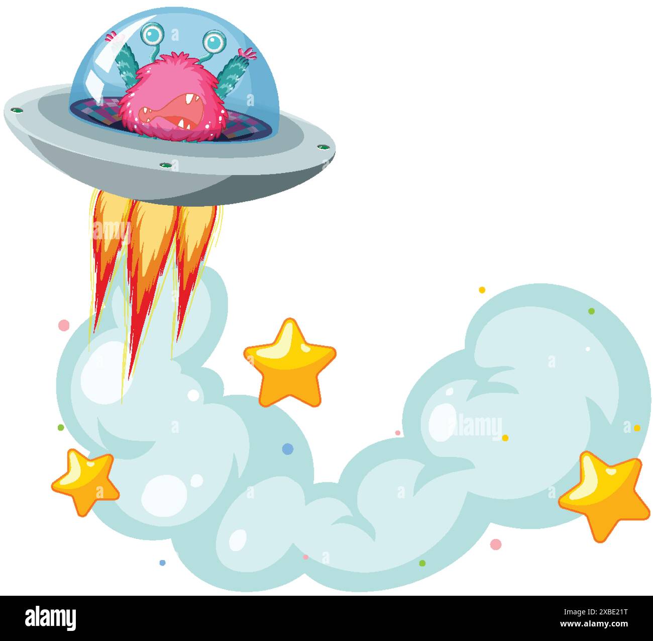 Cute alien flying in a spaceship Stock Vector Image & Art - Alamy