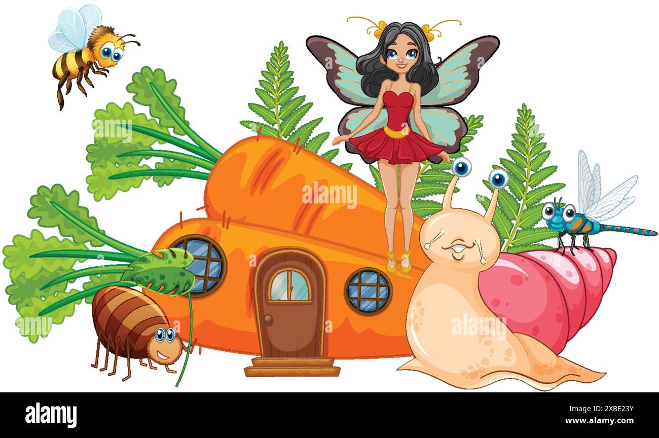 Fairy with insects around vegetable house Stock Vector Image & Art - Alamy