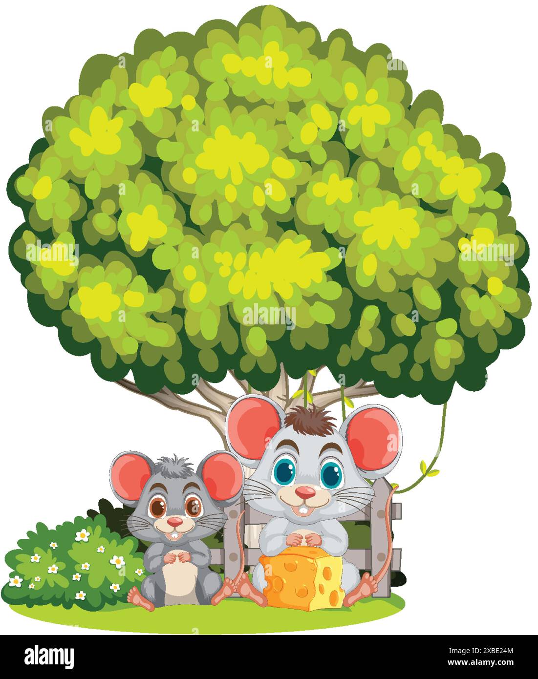 Two mice sitting under a tree Stock Vector Image & Art - Alamy