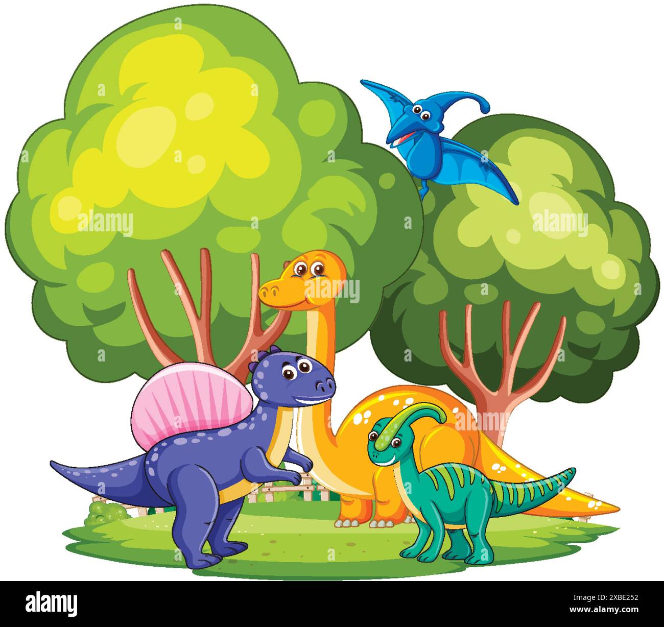 Colorful dinosaurs in a lush forest Stock Vector Image & Art - Alamy