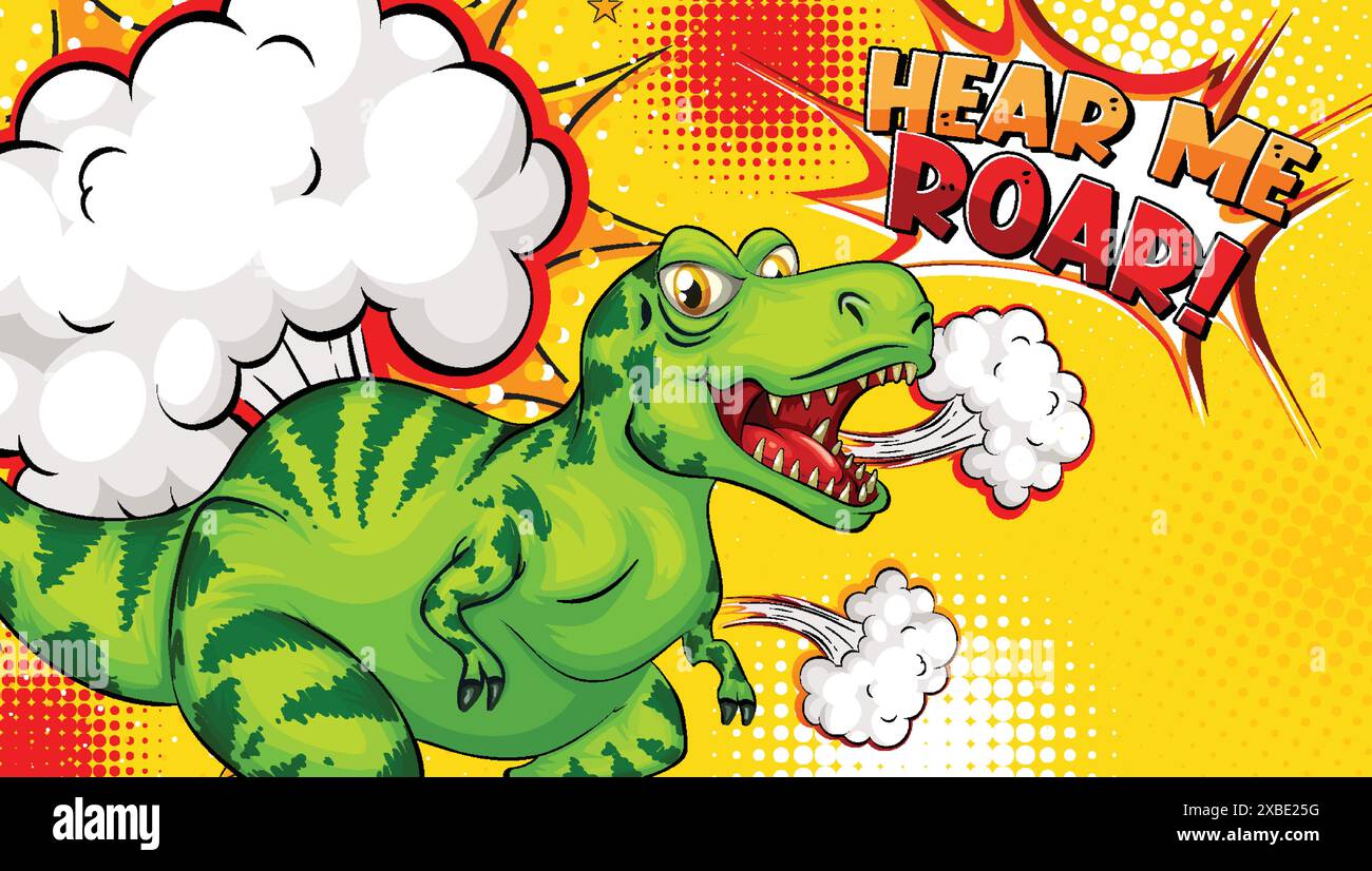 Green dinosaur roaring with comic effects Stock Vector Image & Art - Alamy
