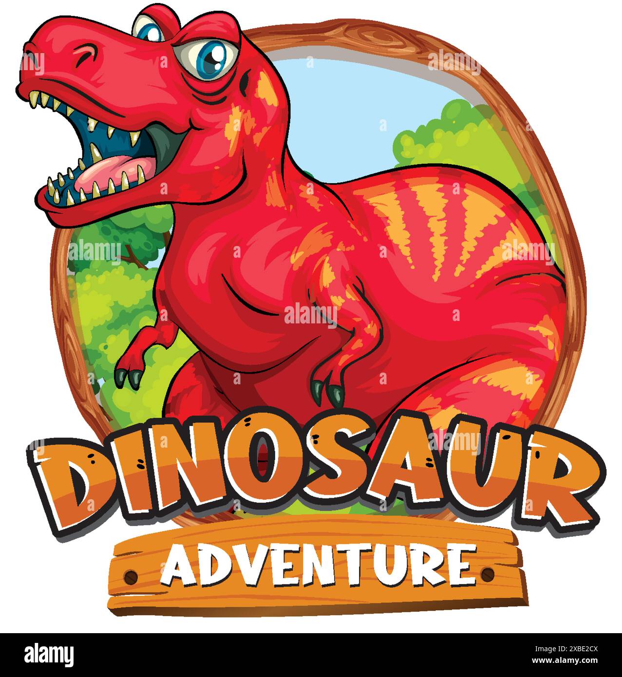 Red dinosaur in a forest setting Stock Vector Image & Art - Alamy