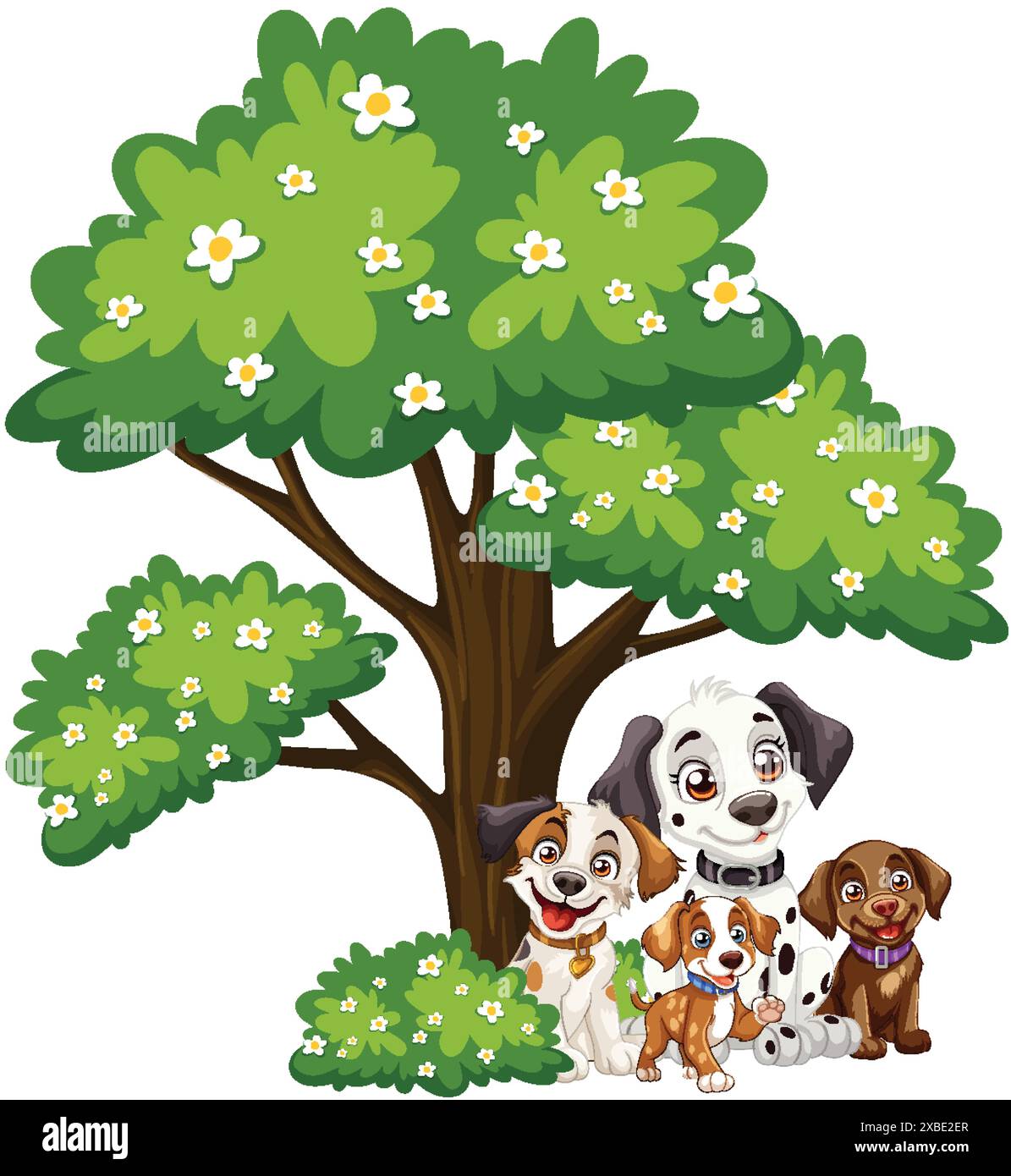 Four dogs sitting Stock Vector Images - Alamy